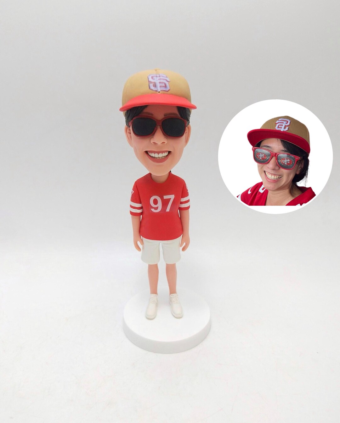 Custom Bobblehead From Photo Wearing Jersey and Cap – Personalized ...