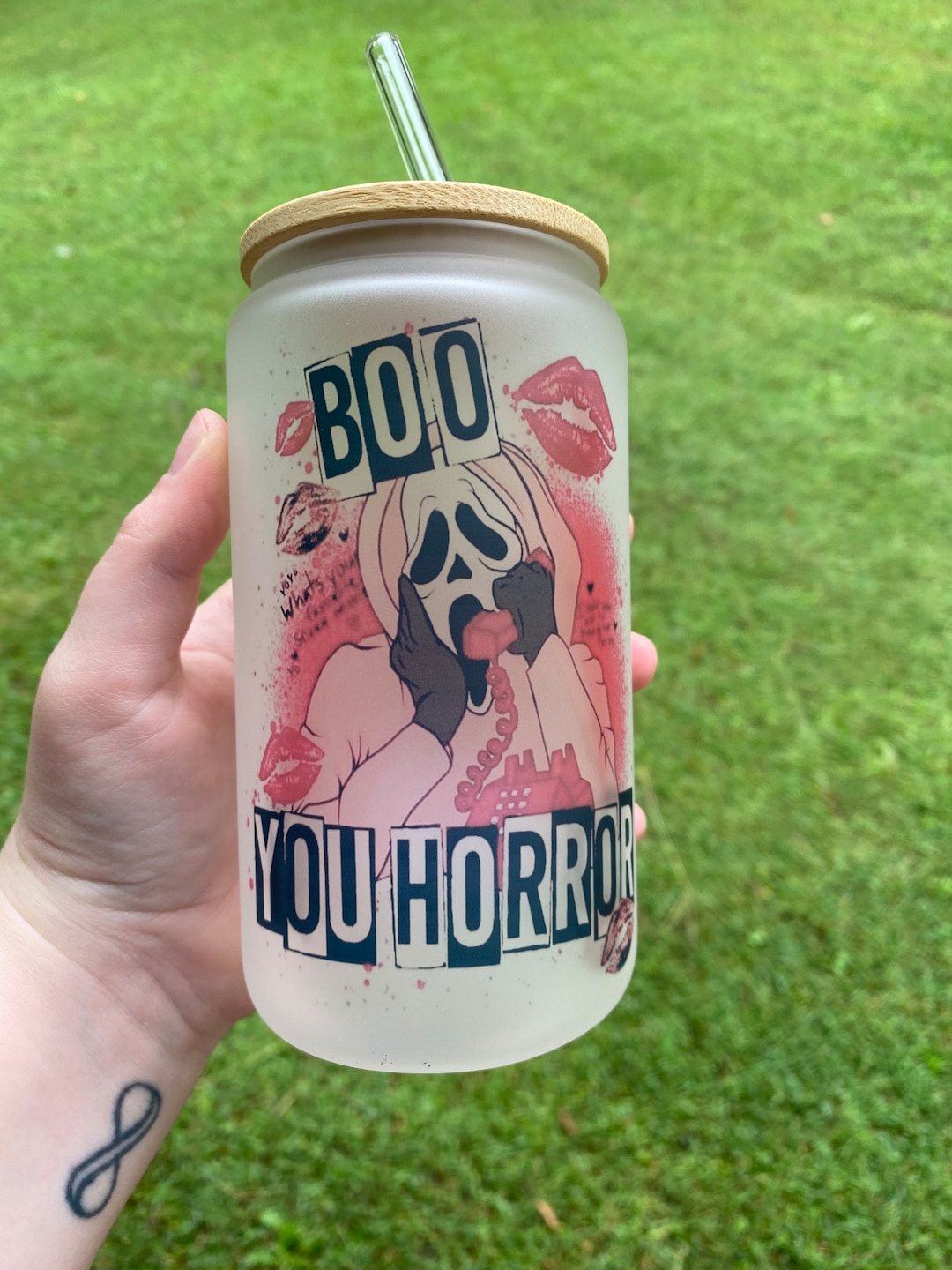 Boo You Horror Libbey Glass Iced Coffee Glass Boba Glass Cute Cups Fall ...