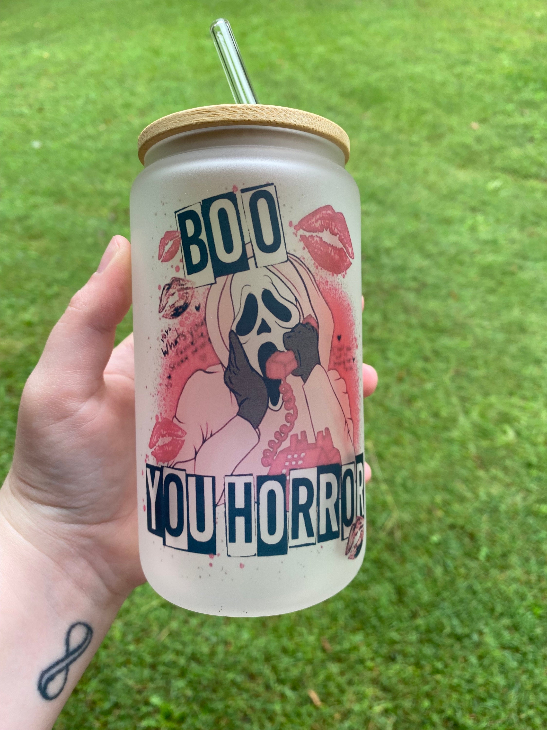 Boo You Horror Libbey Glass Iced Coffee Glass Boba Glass Cute Cups Fall ...