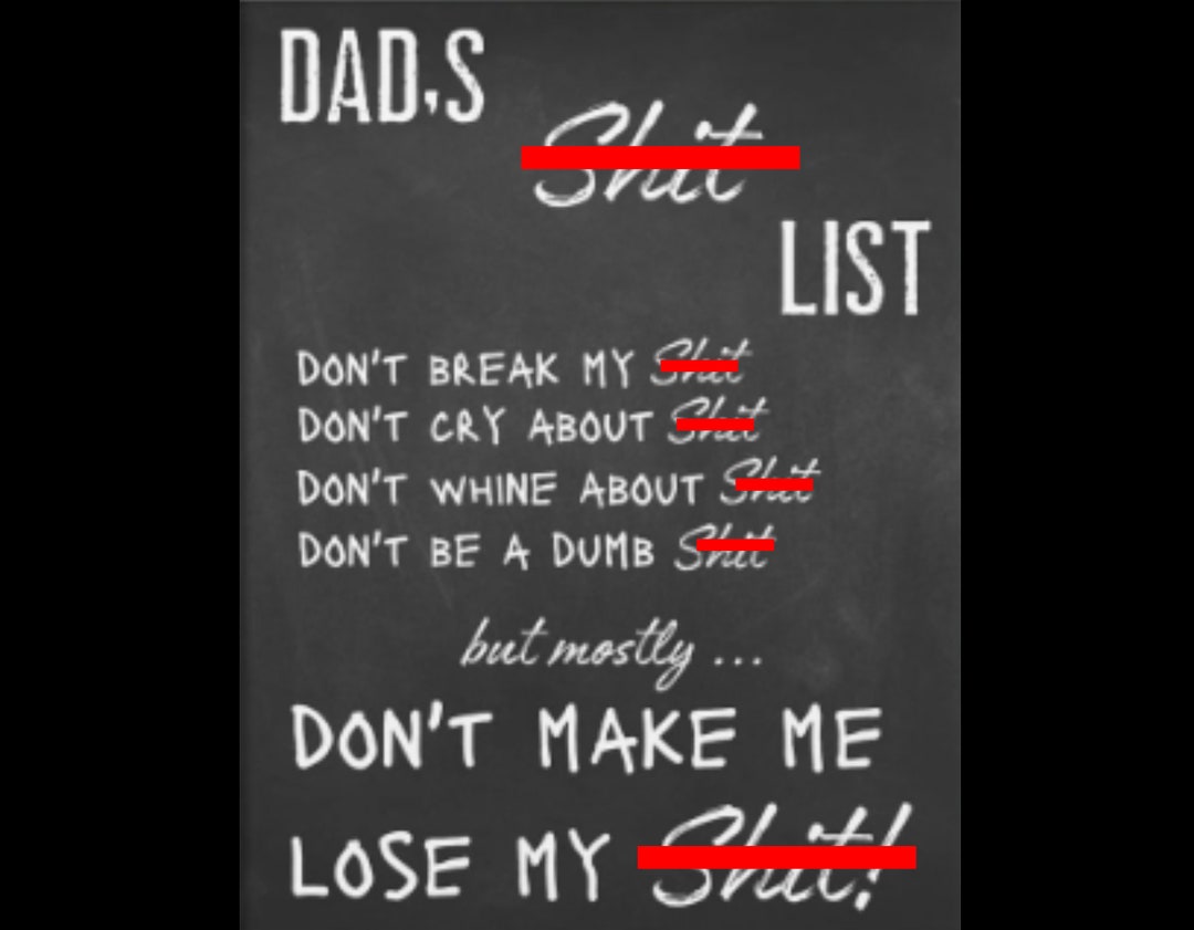 Poster of Dads Sht List, Framed Poster Dads Rules, Dads Rules Poster, Poster With Dads Rules ...