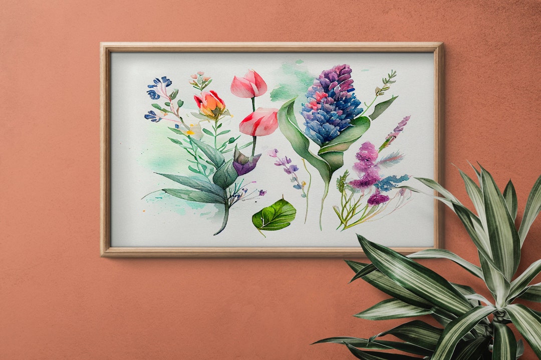 Spring Art, Watercolor Flowers Art, Easter Printable Instant Download ...
