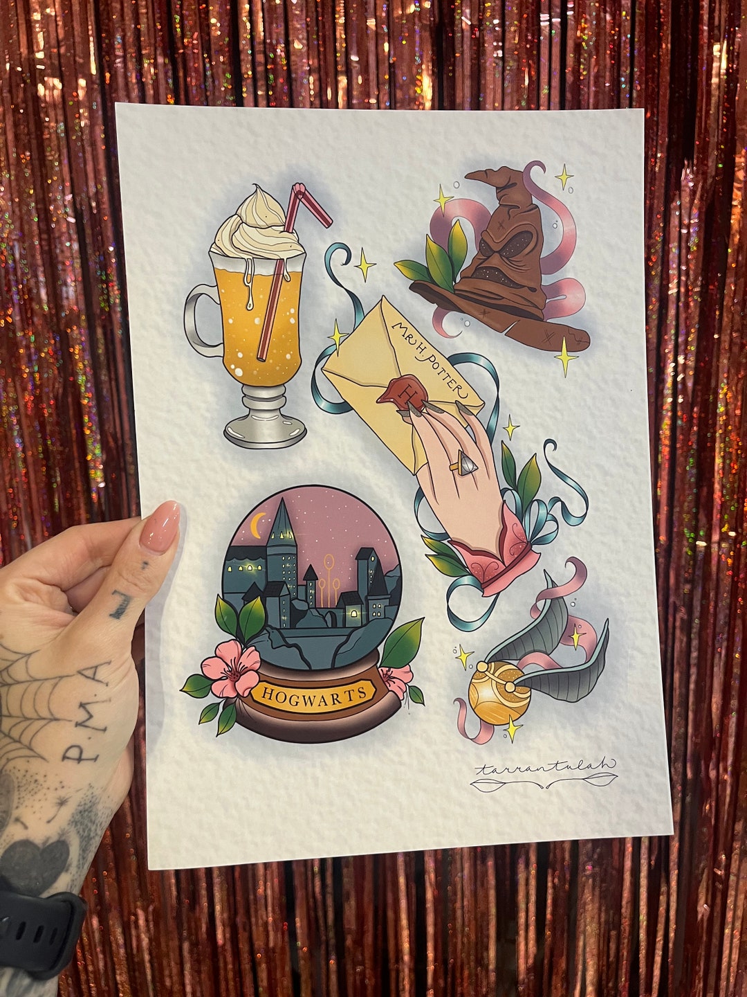 Wizard Magic Witchy Tattoo Flash Sheet A4 - Etsy