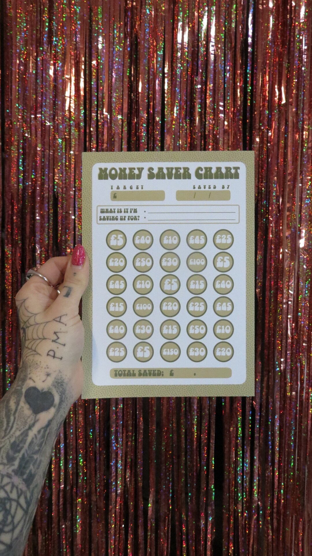 Cute Money Saving Chart Tracker Tattoo Glued Notepad A5 - Etsy UK