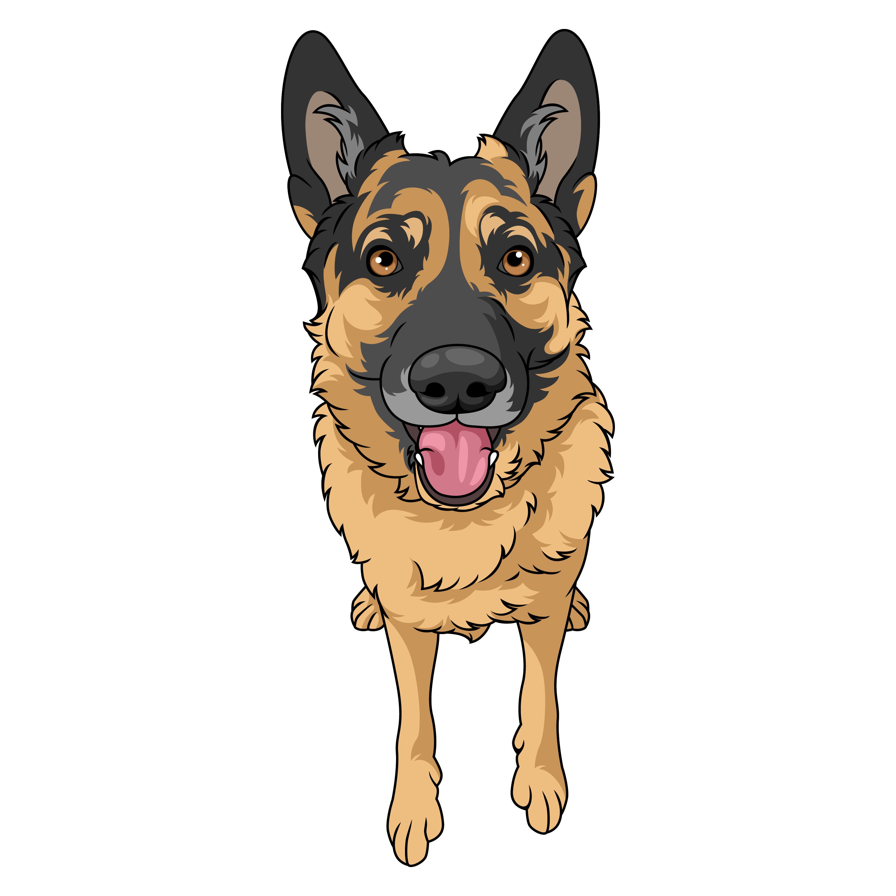 German Shepherd Dog Digital File Cartoon Clip Art SVG PNG JPG - Etsy