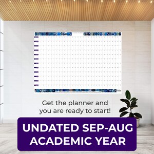 Academic Year UNDATED Wall Planner Starting September. Beautifully ...
