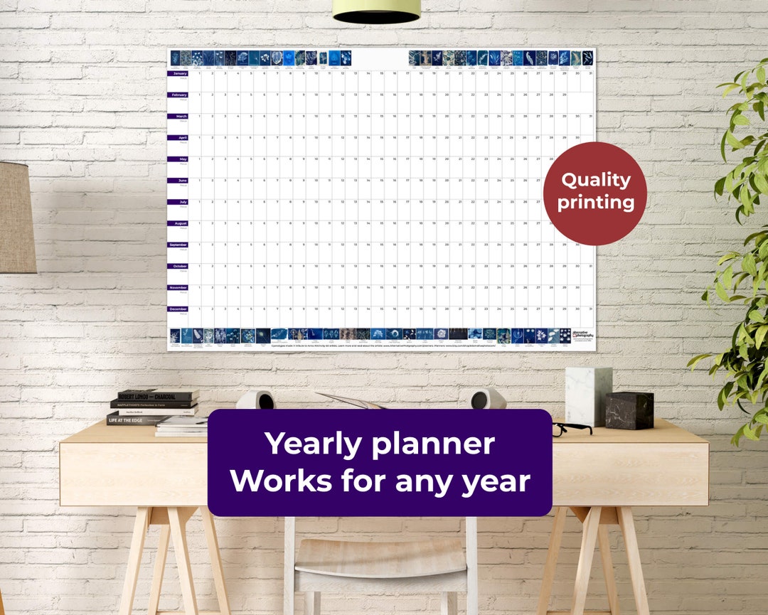 Yearly Wall Planner UNDATED. Beautifully Illustrated With Cyanotypes ...