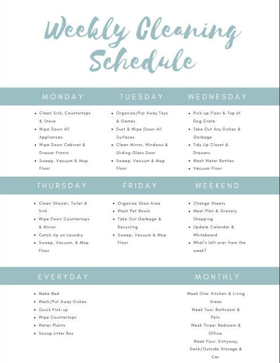 Ultimate Weekly + Deep Cleaning Schedule & Home Maintenance - Etsy