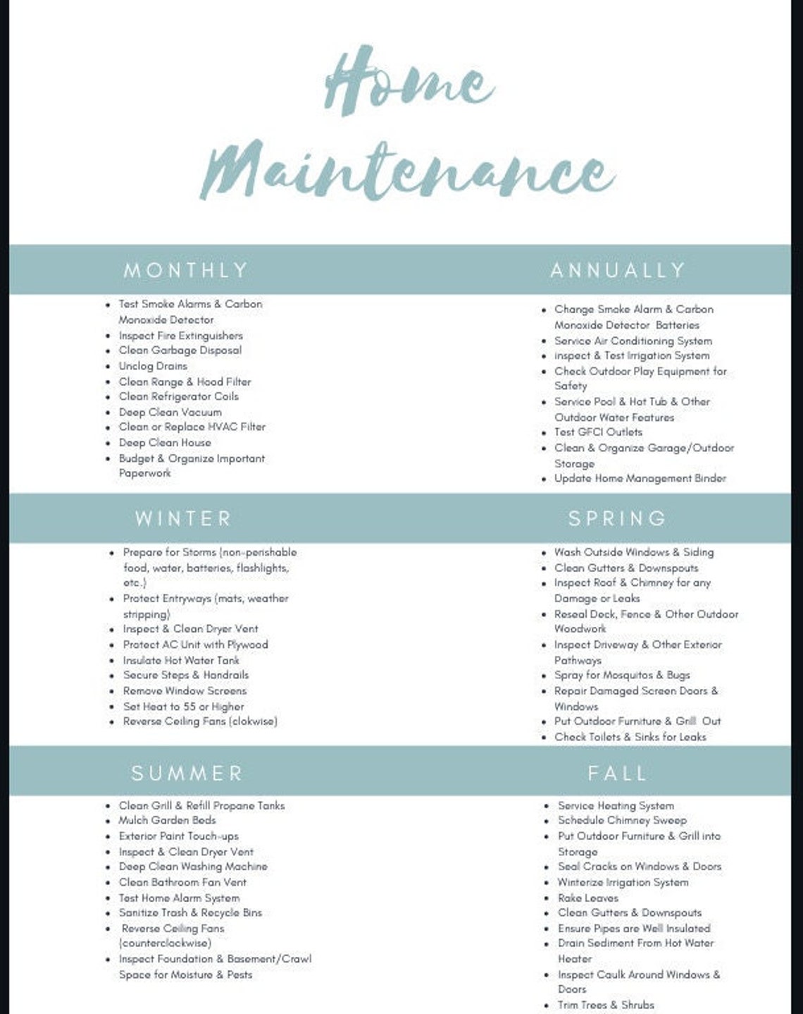 Ultimate Weekly + Deep Cleaning Schedule & Home Maintenance - Etsy