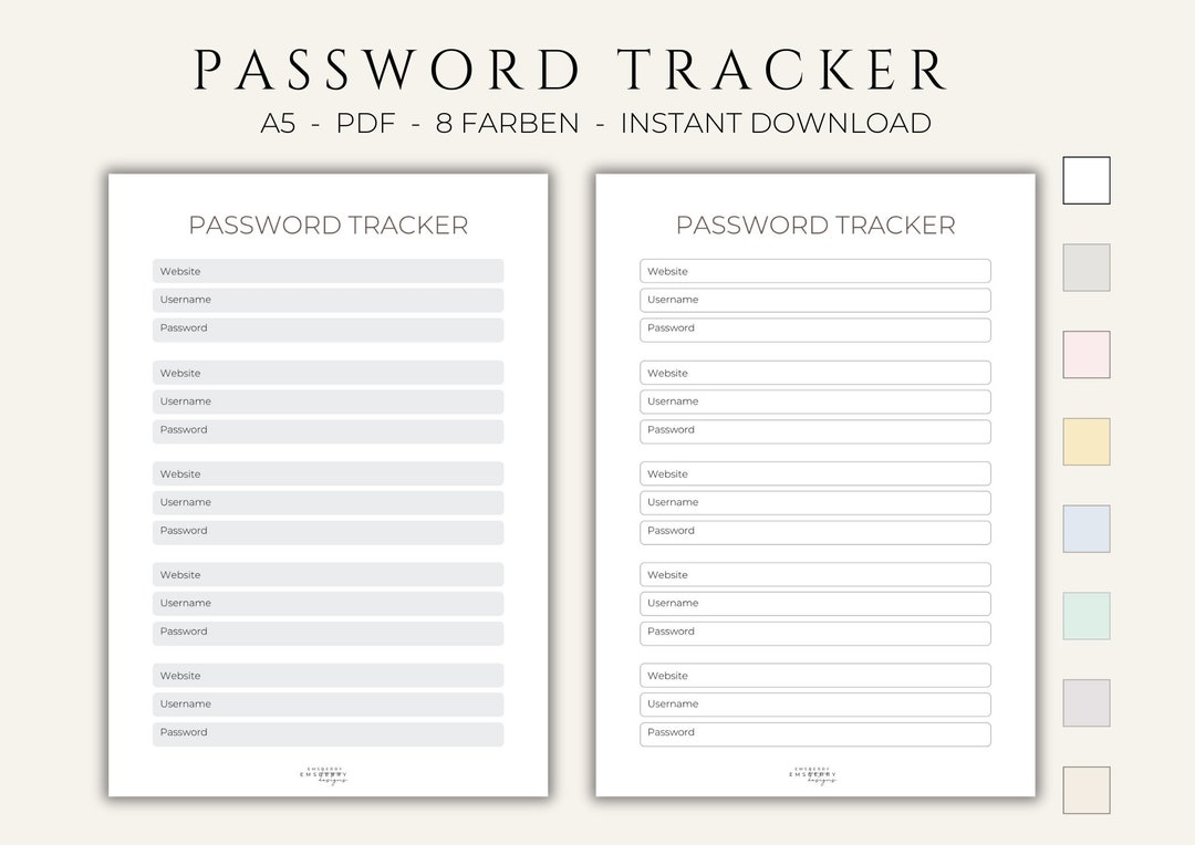 A5 Password Tracker, Password Tracker Printable A5, A5 Password ...
