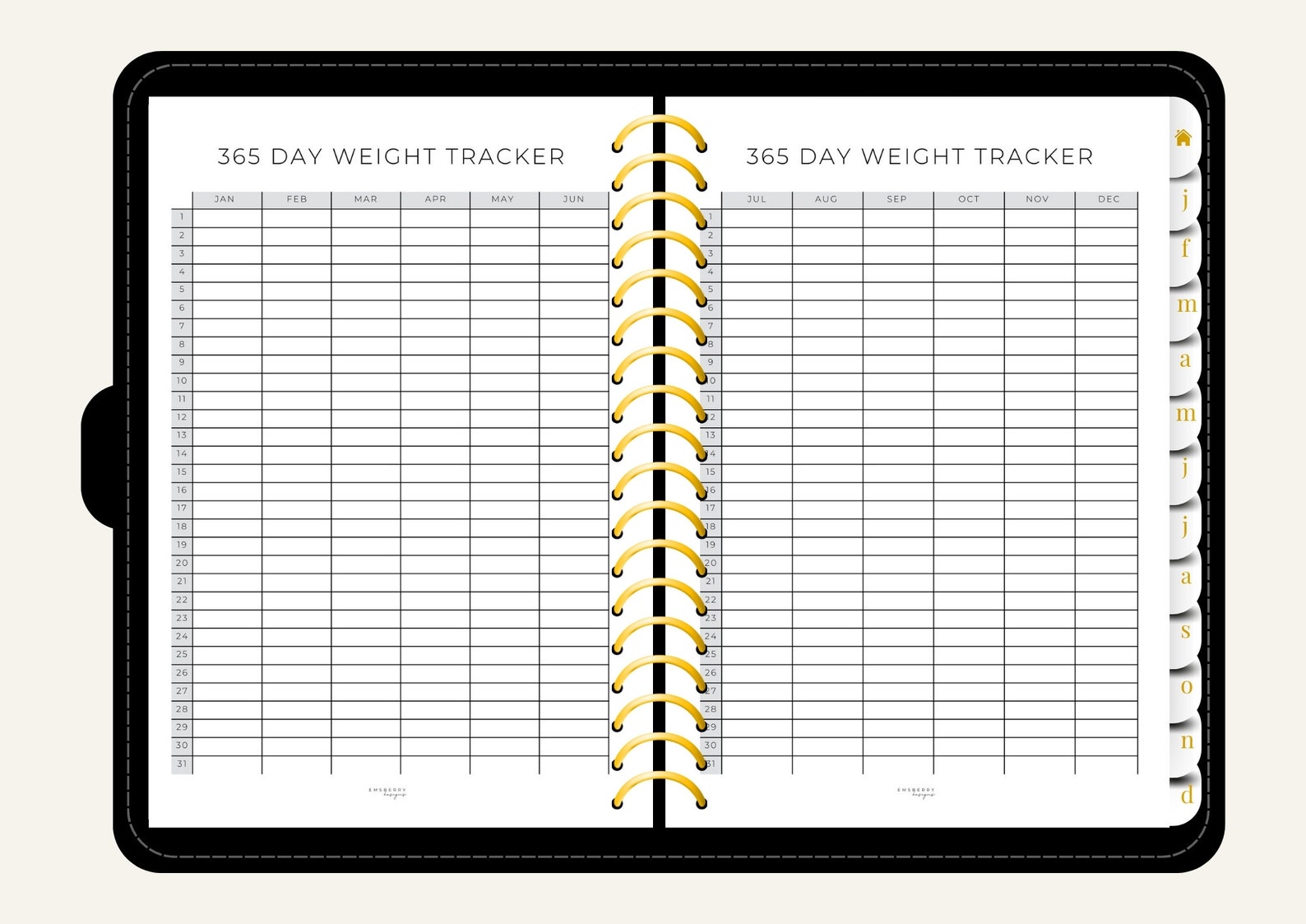365 Day Weight Tracker Printable, Daily Weight Journal, Weight Loss ...