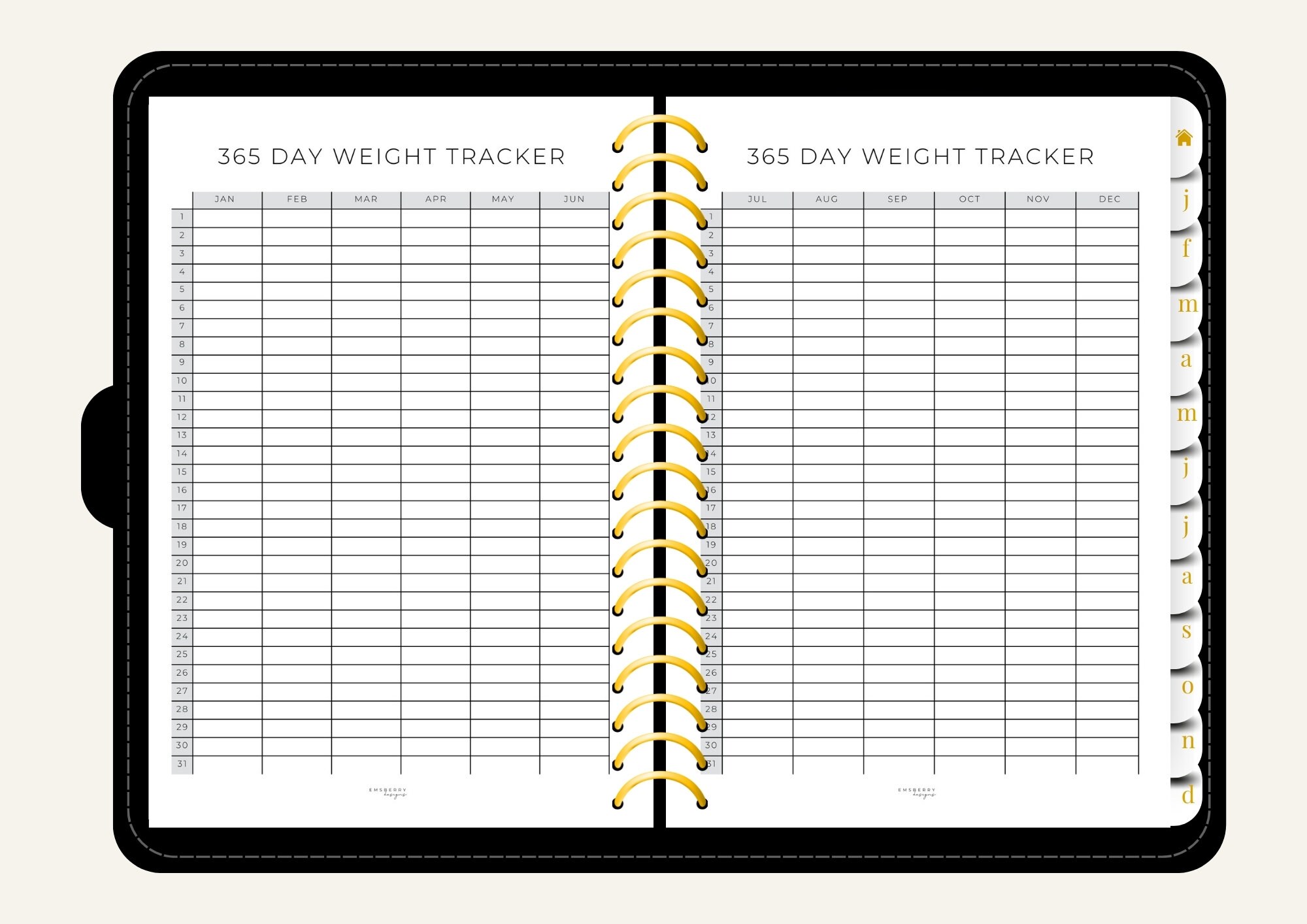 365 Day Weight Tracker Printable, Daily Weight Journal, Weight Loss ...