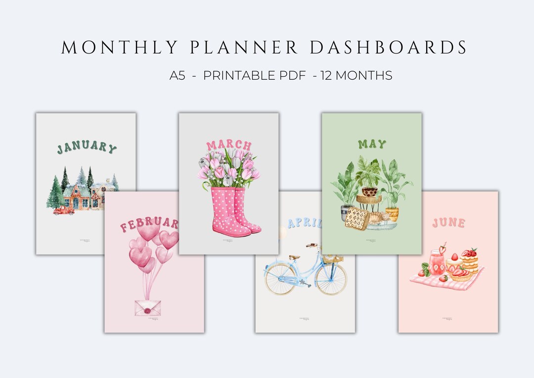 Monthly Dashboard A5, A5 Monthly Title Page, Monthly Planner Dashboard ...