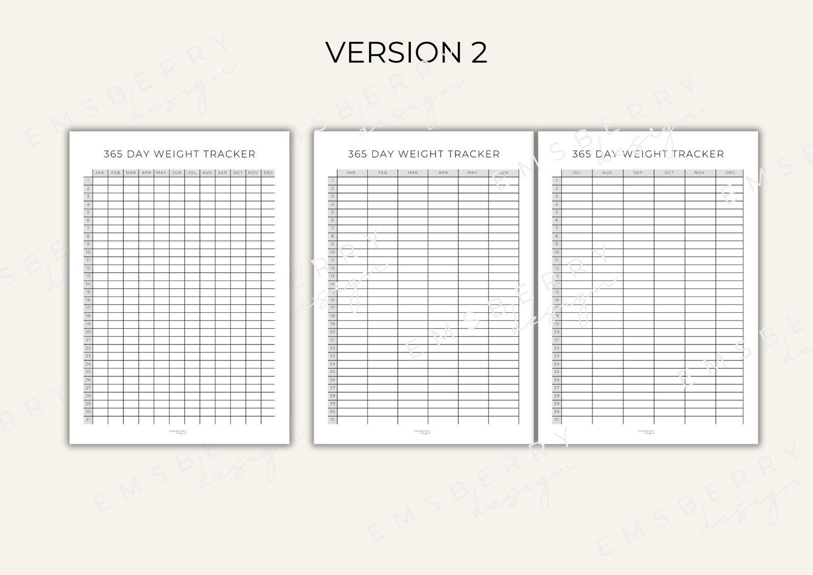 365 Day Weight Tracker Printable, Daily Weight Journal, Weight Loss ...
