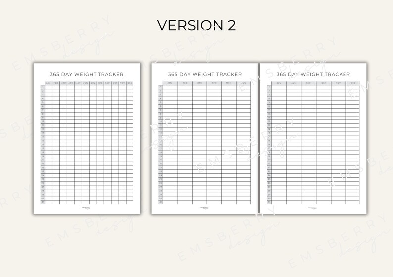 365 Day Weight Tracker Printable, Daily Weight Journal, Weight Loss ...