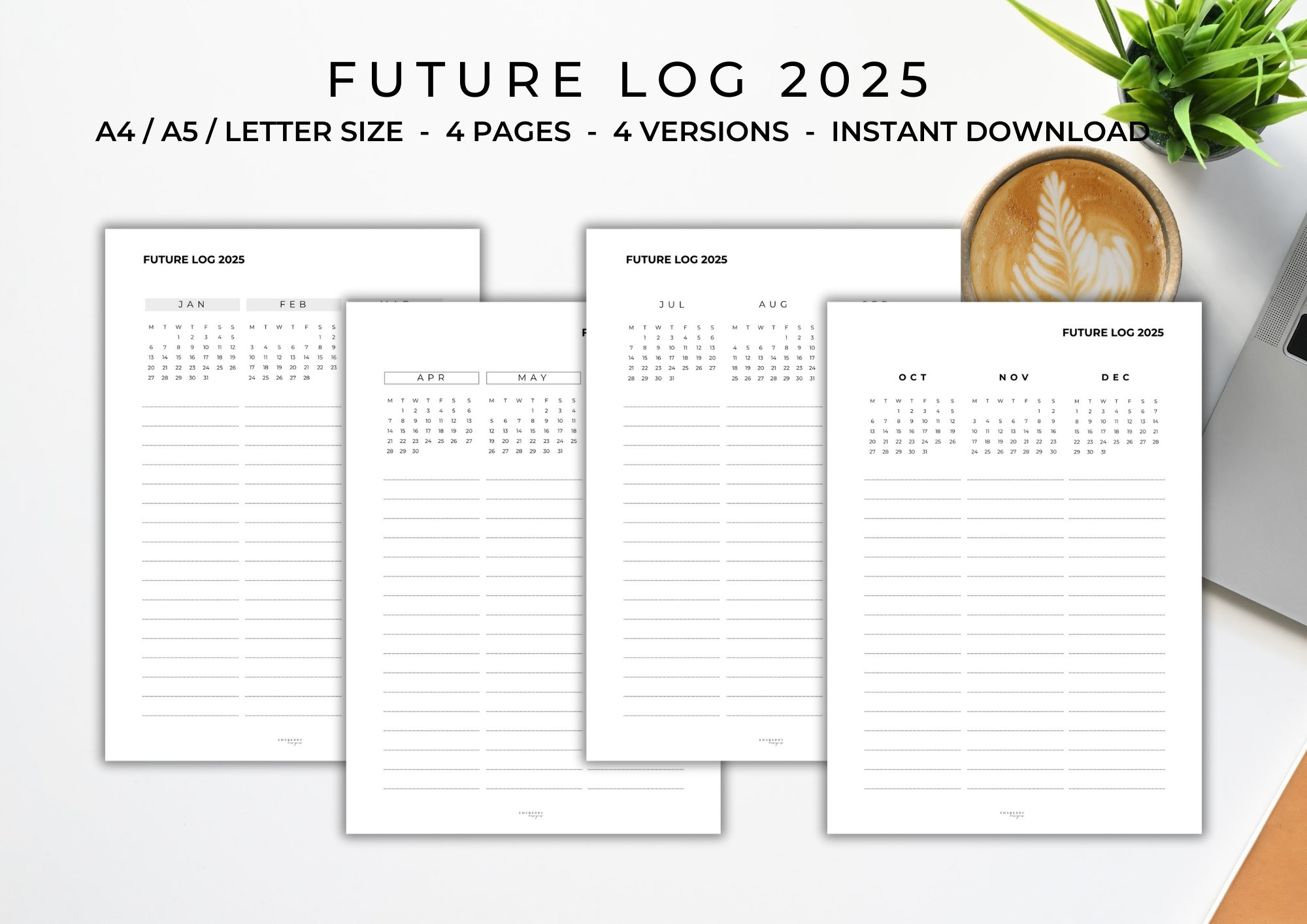 Future Log 2025, A5 Planner Inserts Printable, Yearly Overview 2025 ...