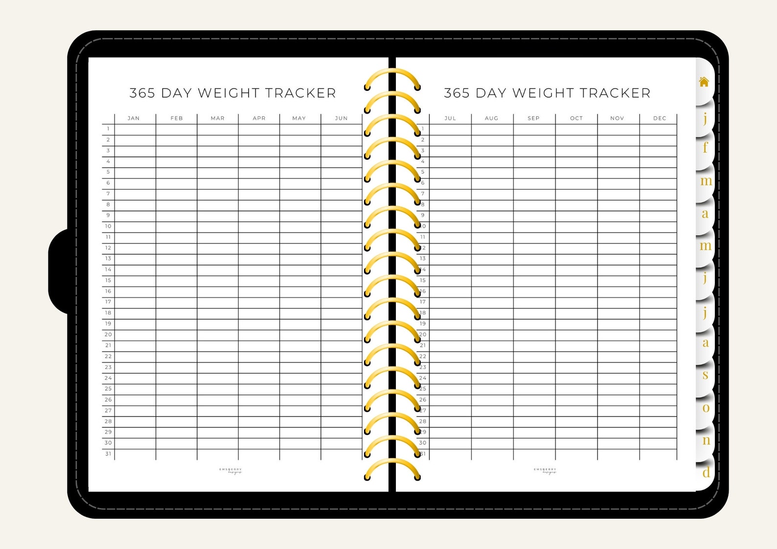 365 Day Weight Tracker Printable, Daily Weight Journal, Weight Loss ...