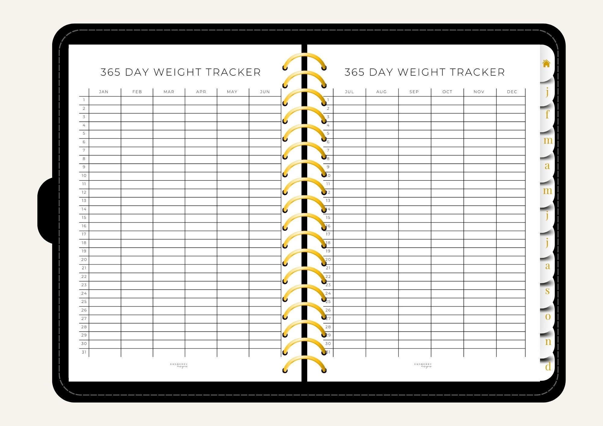 365 Day Weight Tracker Printable, Daily Weight Journal, Weight Loss ...