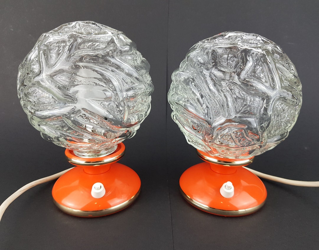 Set of 2 Vintage GRAEWE Orange Table or Bedside Lamps 4514 With E14 ...