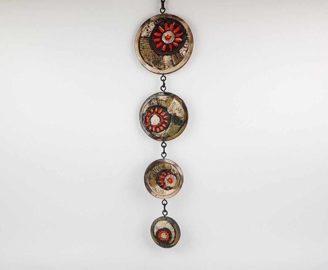 Vintage RUSCHA KERAMIK Hanger With Four Wall Plaques With Flowers Decor ...