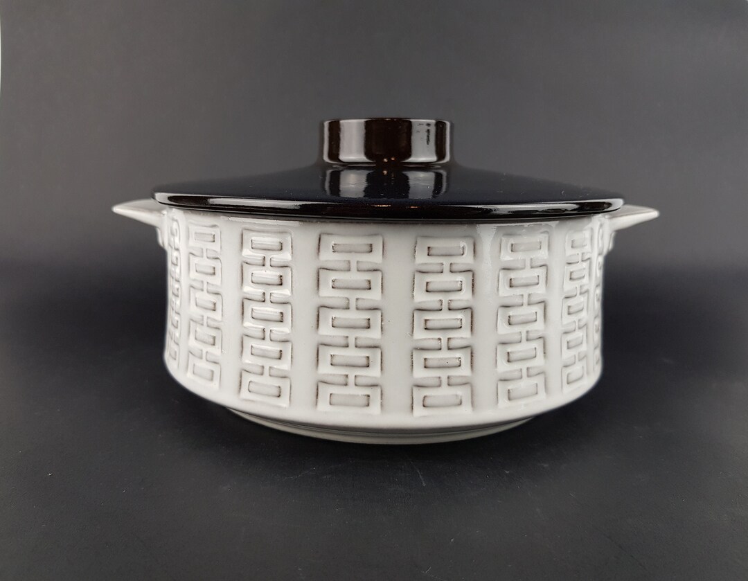 Vintage CERAMANO White and Black-blue Lidded Jar Kosmos Form Alpha ...