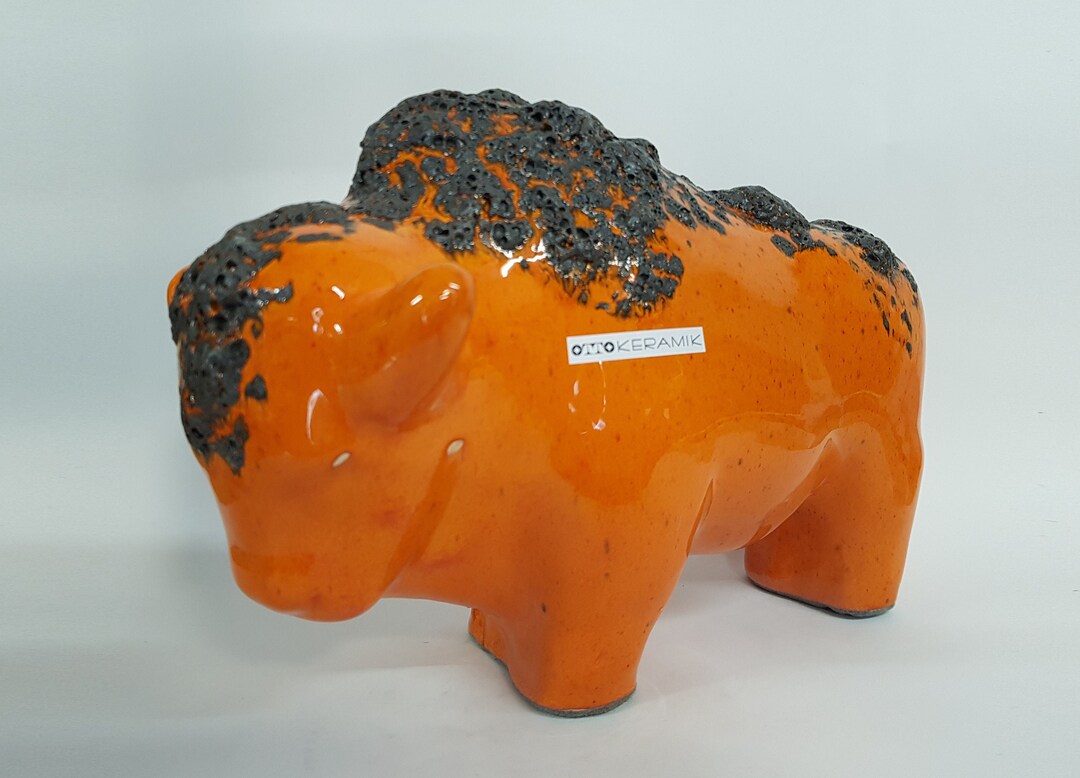 Retro OTTO KERAMIK Orange and Black Fat Lava Bull From Germany - Etsy ...