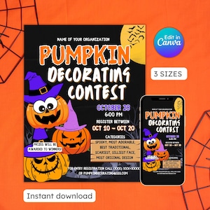 Pumpkin Decorating Contest Flyer, Community Event, Halloween Party ...