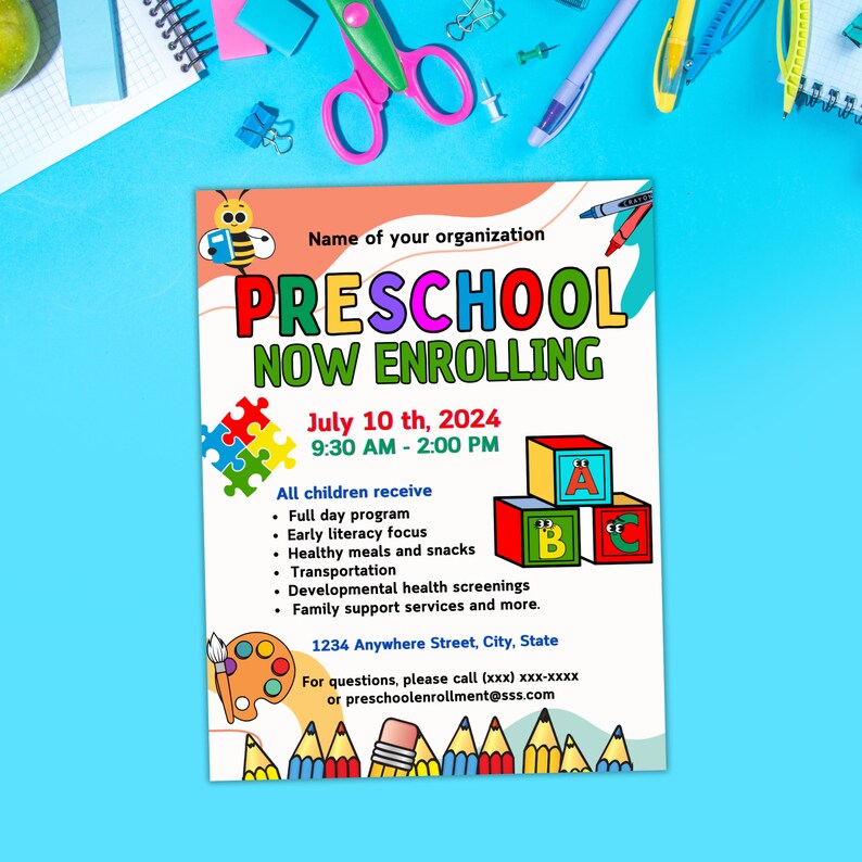 Preschool Now Enrolling Flyer, Open Enrollment, Early Childhood, School ...