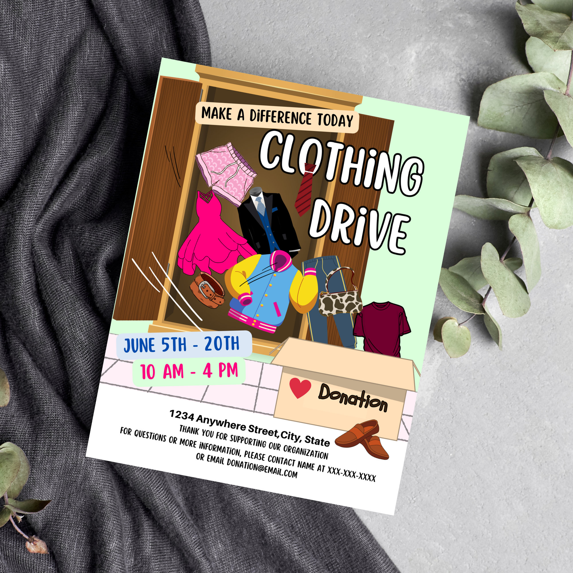 Clothing Drive Flyer Editable Clothing Drive School Fundraiser ...