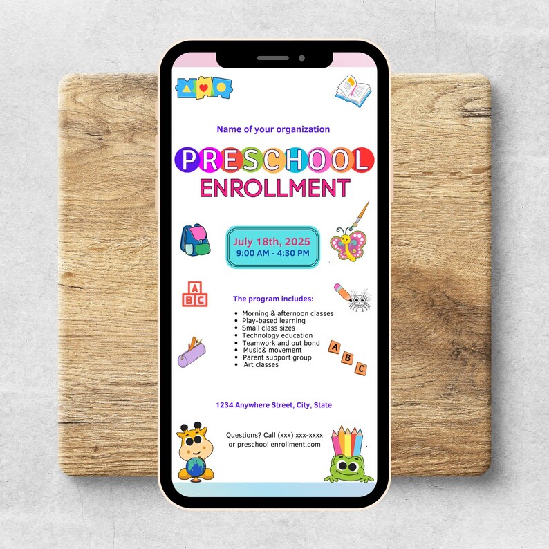 Editable Preschool Enrollment Flyer: Open House, Back to School ...