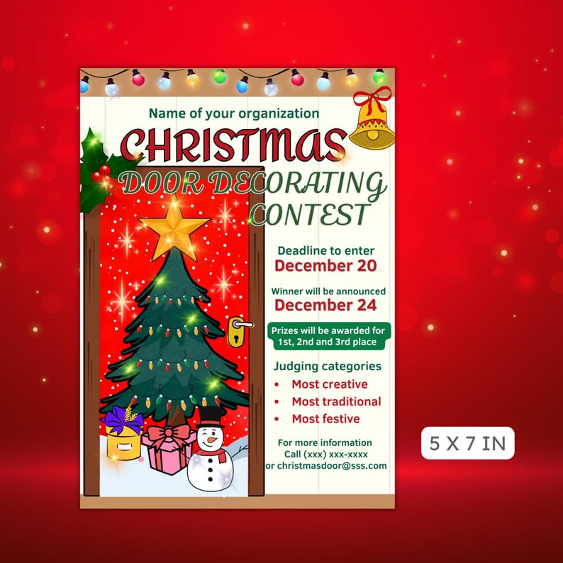 Christmas Door Decorating Contest Flyer Holiday Decor Photos With Santa ...