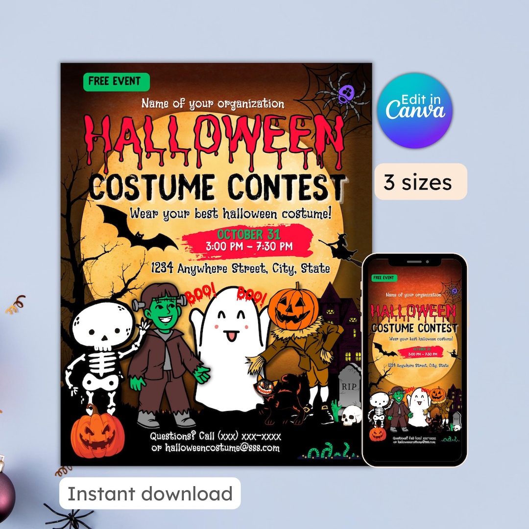 Halloween Costume Contest Flyer, Spooky Season, Costume Competition ...