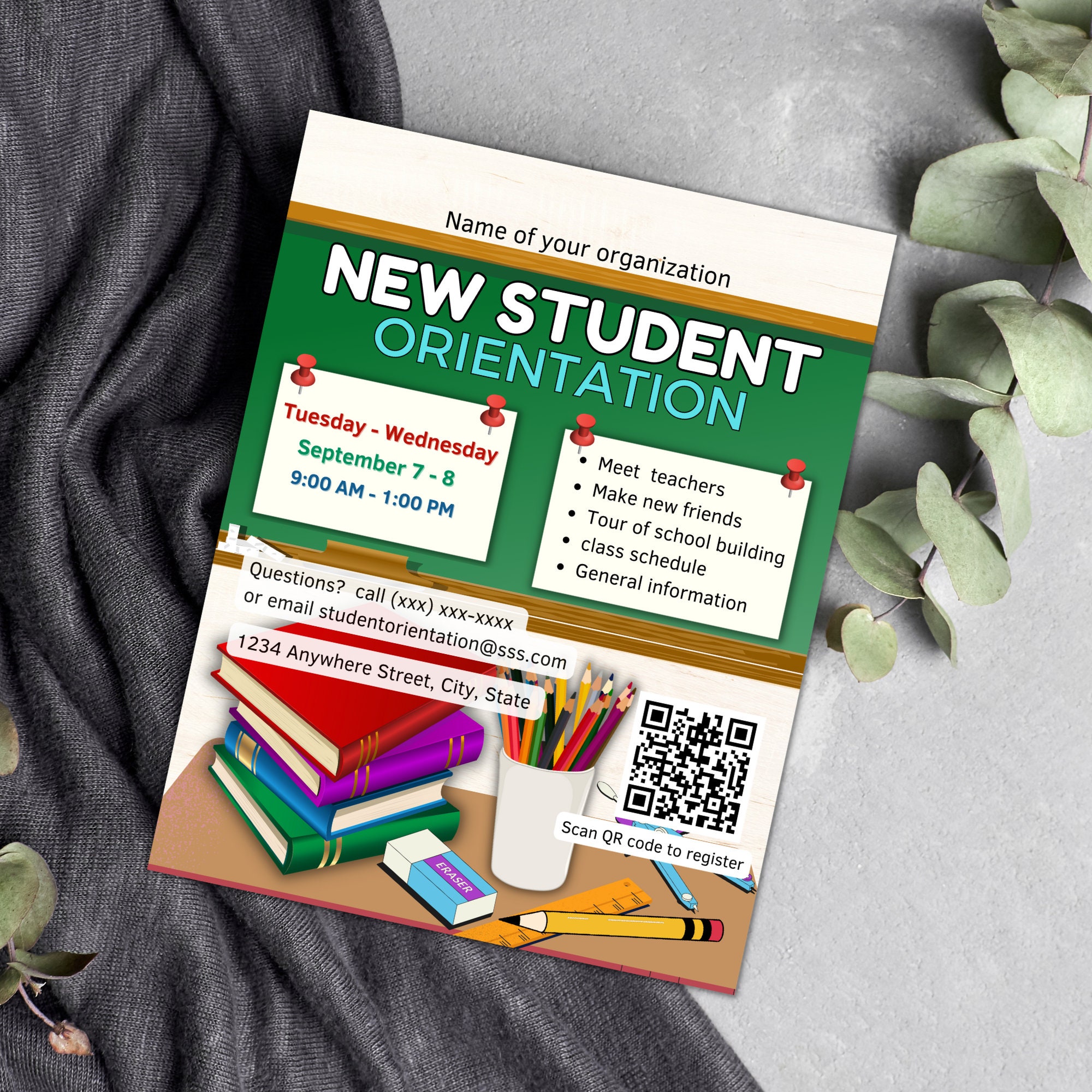 New Student Orientation Flyer, First Day of School, Meet the Teacher, Welcome to School for ...