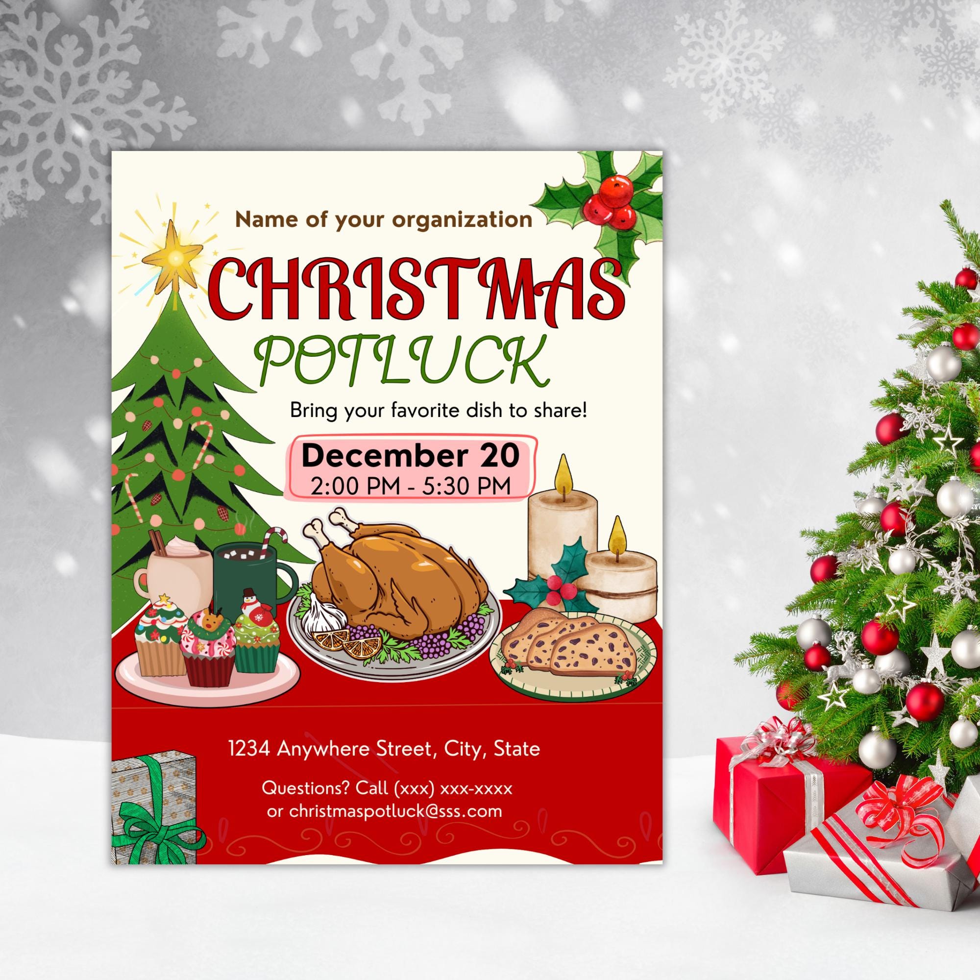 Christmas Potluck Flyer, Pto Event Sign, Teacher Luncheon, Office ...
