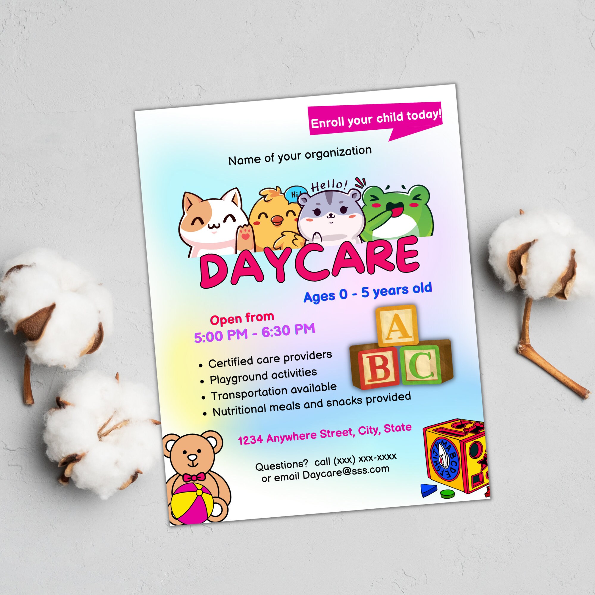 Editable Daycare Enrollment Flyer, Early Childhood, Social Media Post ...