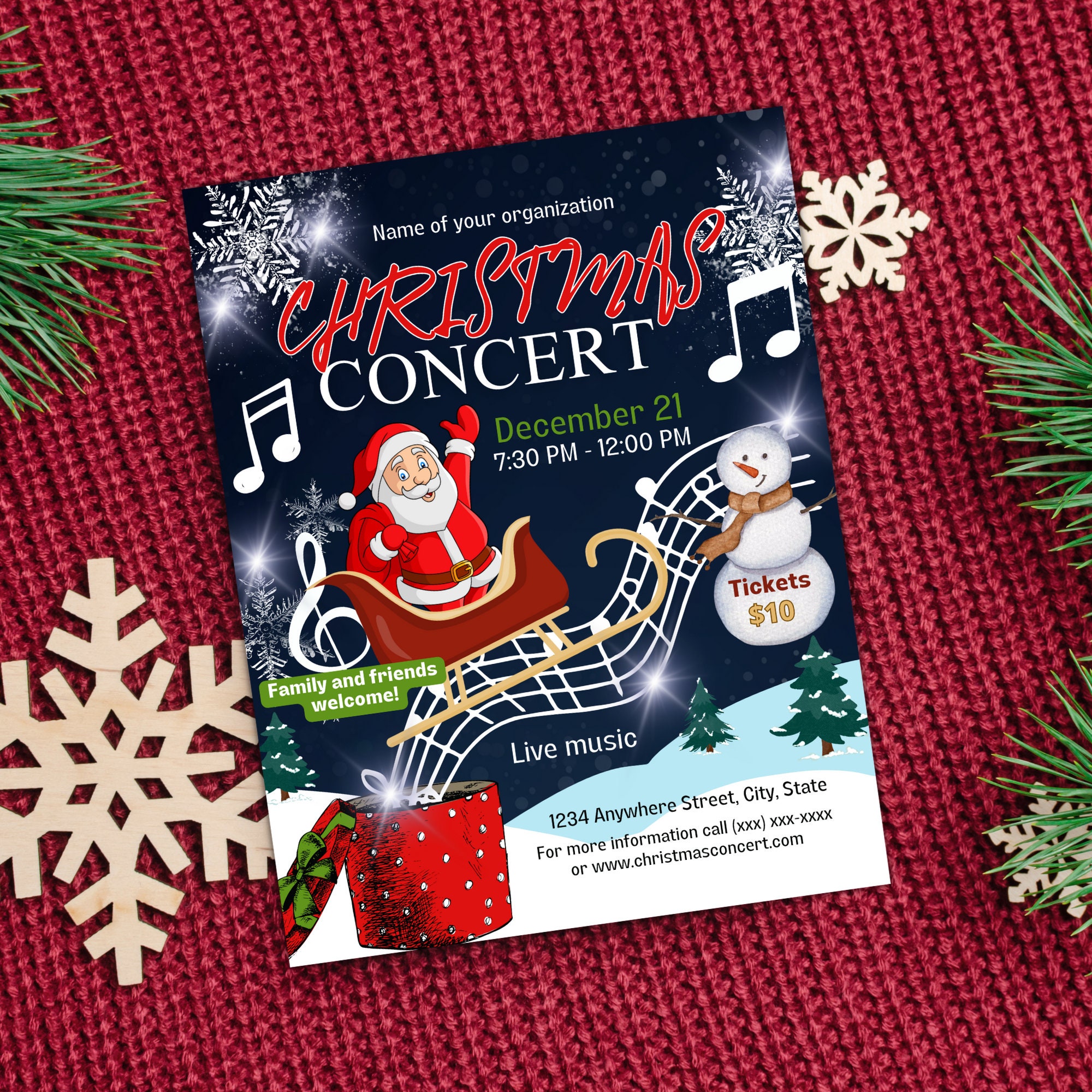 Christmas Concert Flyer, Church Invitation, Piano Recital, Fundraiser ...