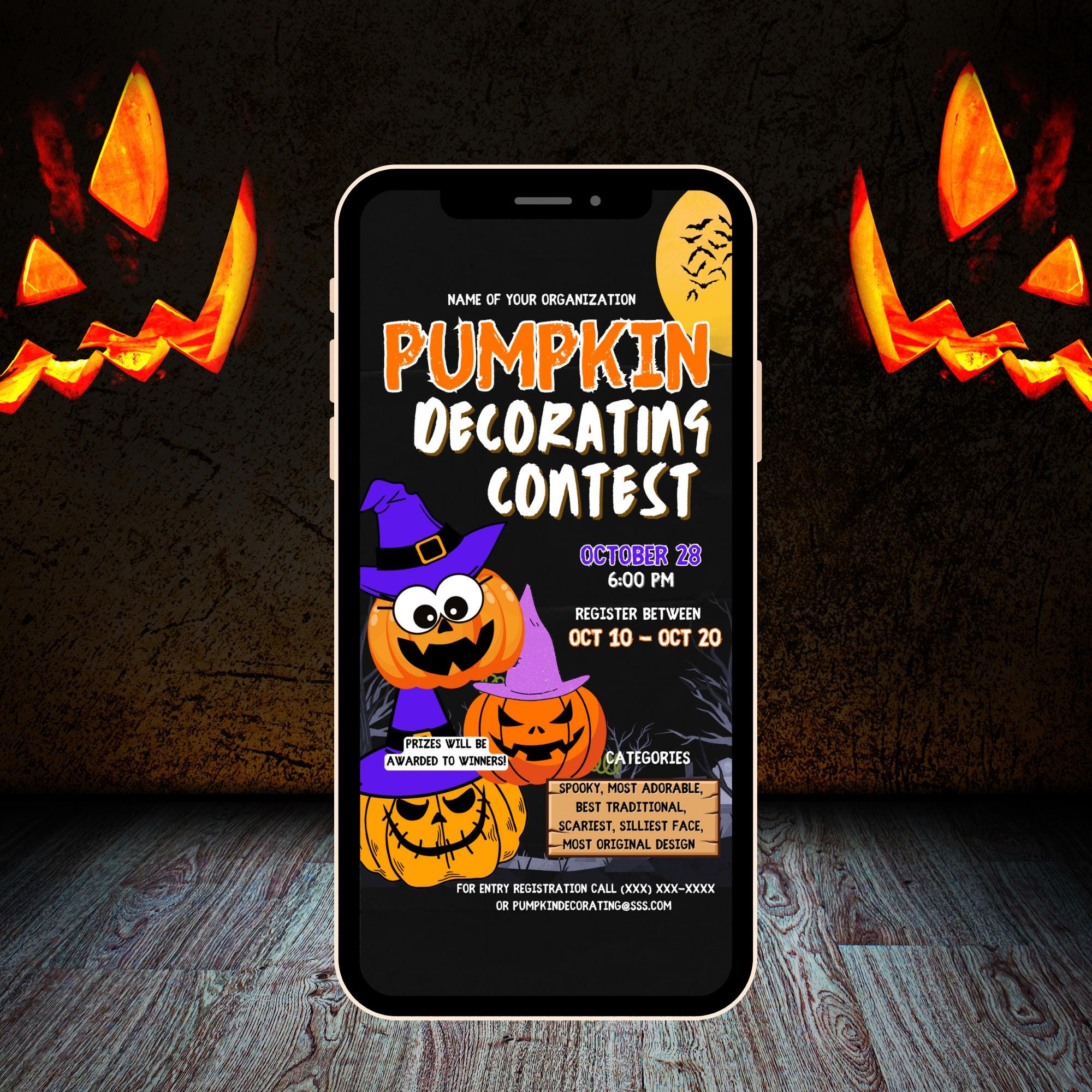 Pumpkin Decorating Contest Flyer, Community Event, Halloween Party ...