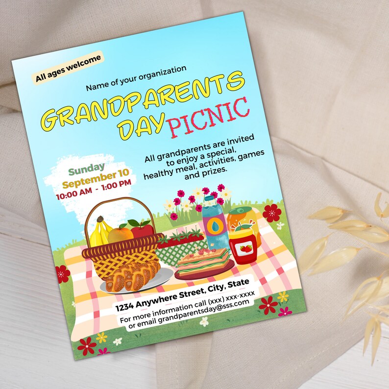 Grandparents Day Picnic Flyer, Breakfast Social, Grandparents Lunch ...