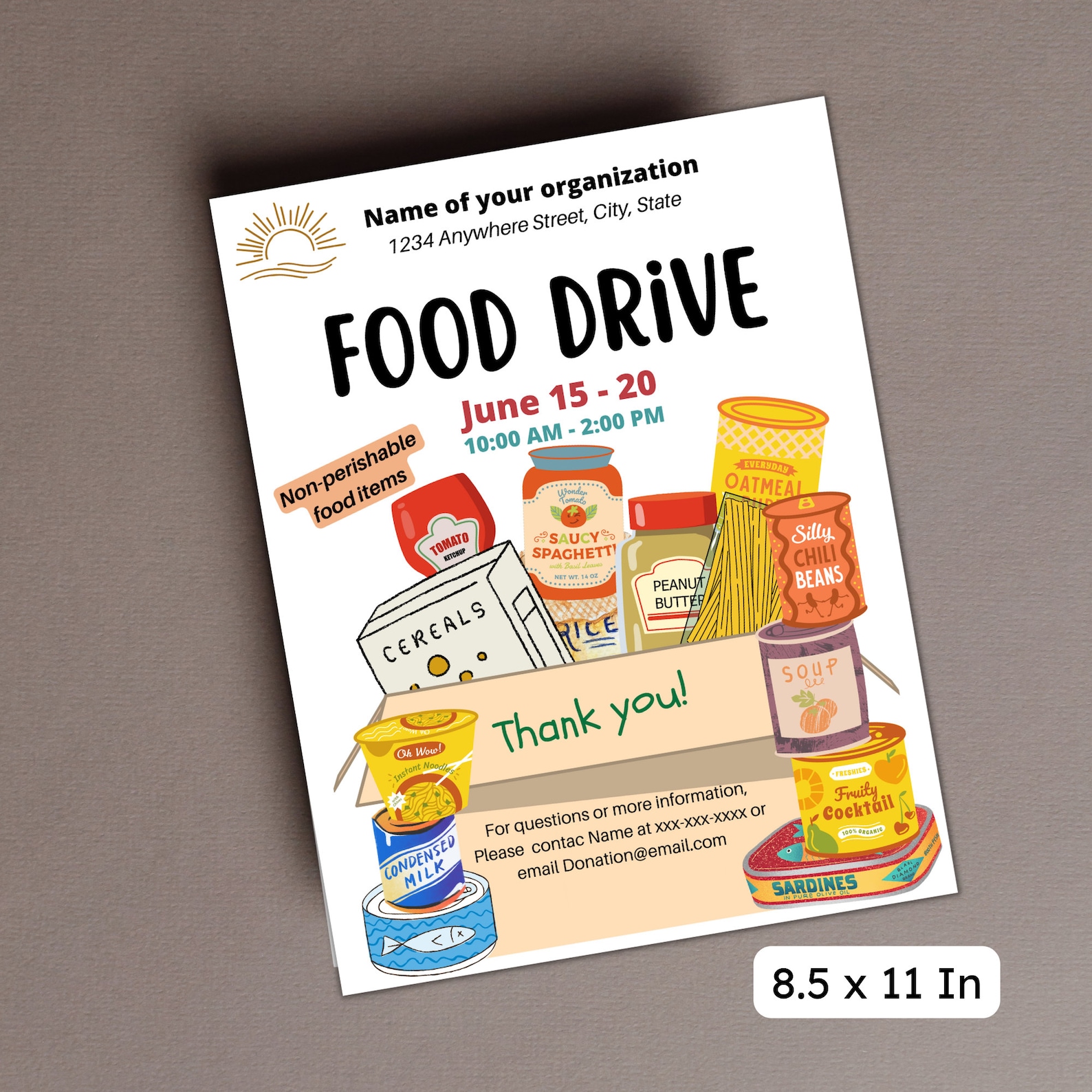 Editable Food Drive Flyer Church Fundraiser Canned Food Bank Flyer ...