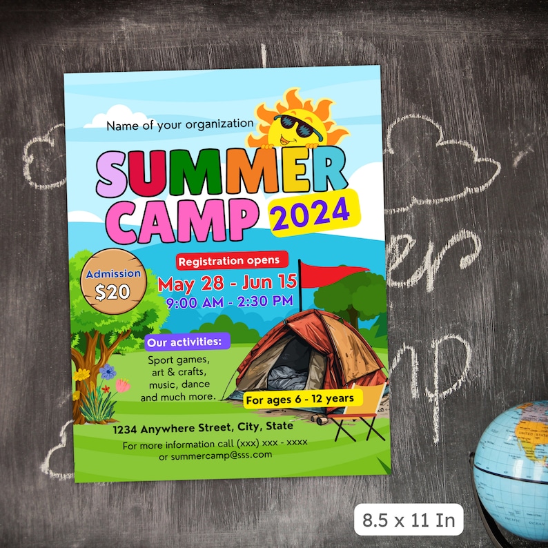 Kids Summer Camp Flyer Camping Invitation Community Event Summer ...
