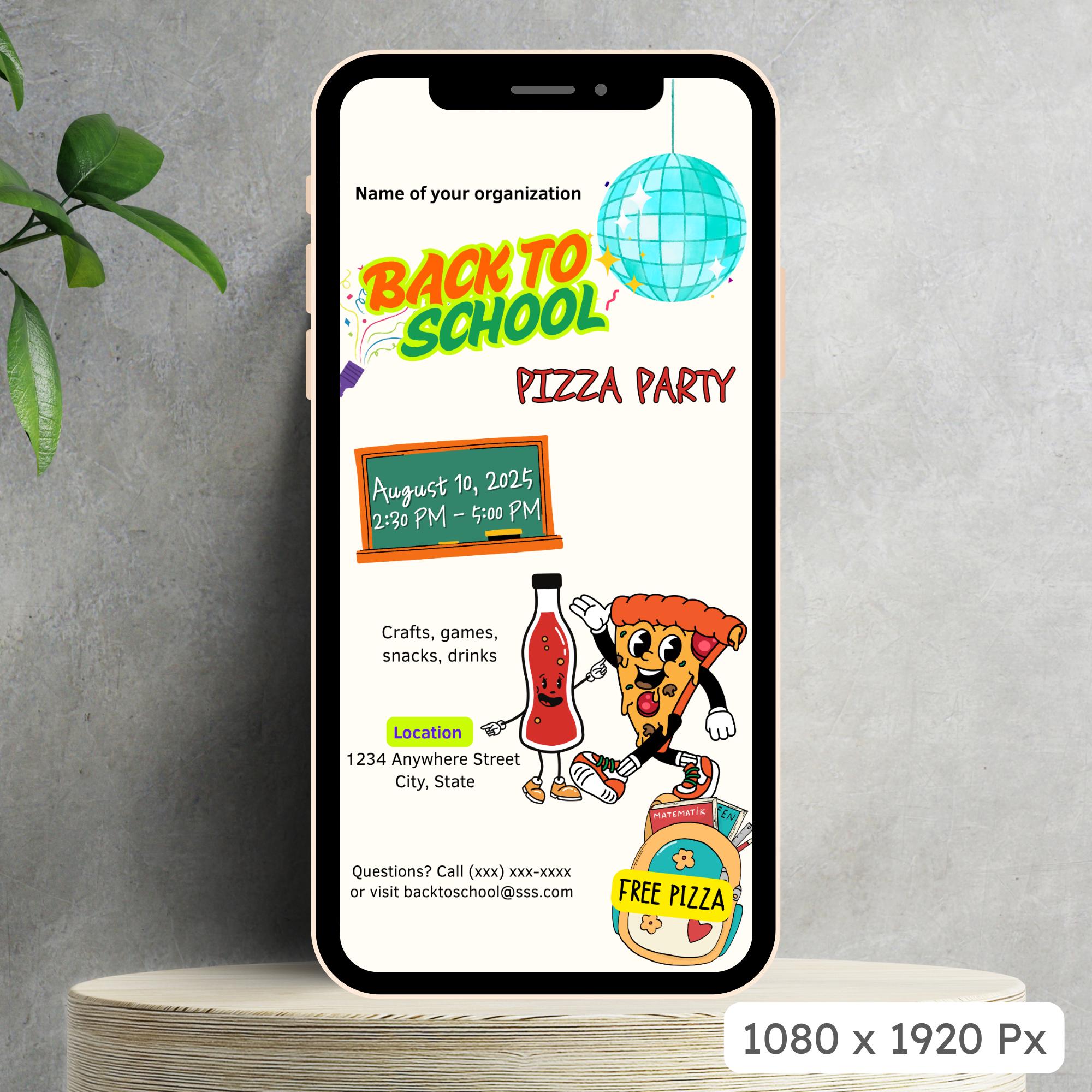 Back to School Pizza Party Flyer, Meet the Teacher, First Day of School ...
