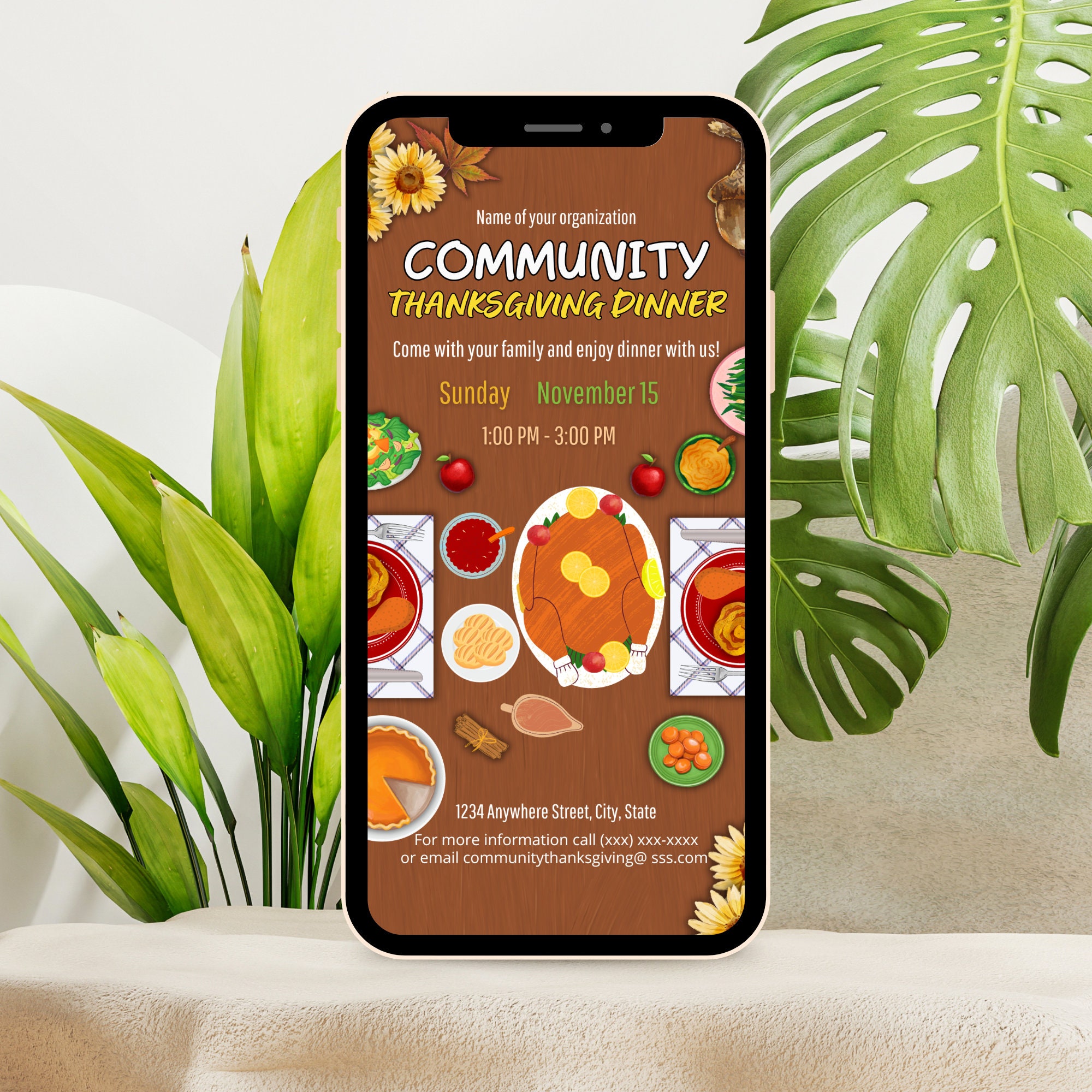 Community Thanksgiving Dinner Flyer, Fall Event, School Festival ...