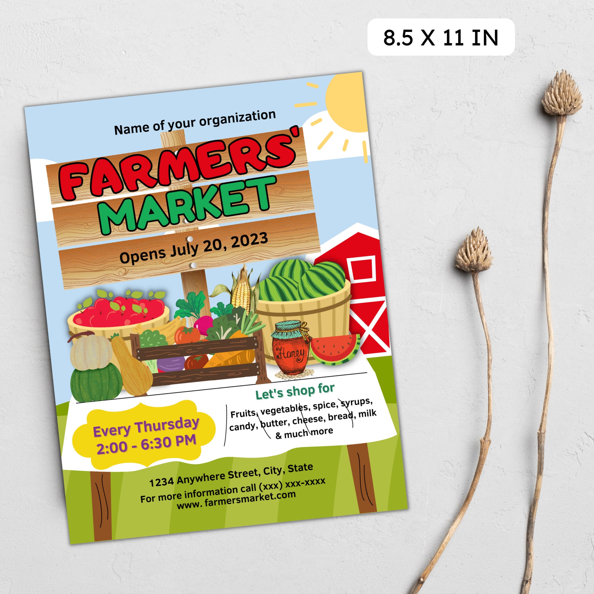 Farmers Market Flyer Fundraiser Flyer Locally Grown Vegetables Fruit ...