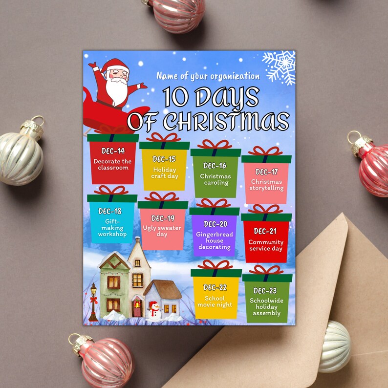 10 Days of Christmas Flyer, Xmas Countdown, Days Until Christmas, Santa ...