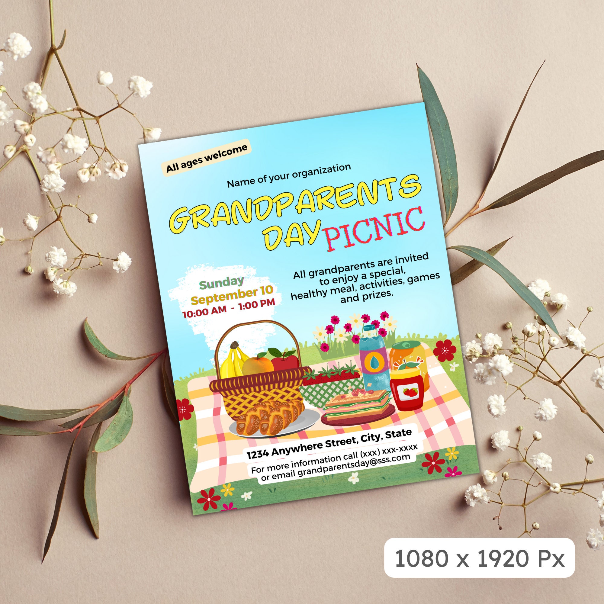 Grandparents Day Picnic Flyer, Breakfast Social, Grandparents Lunch ...