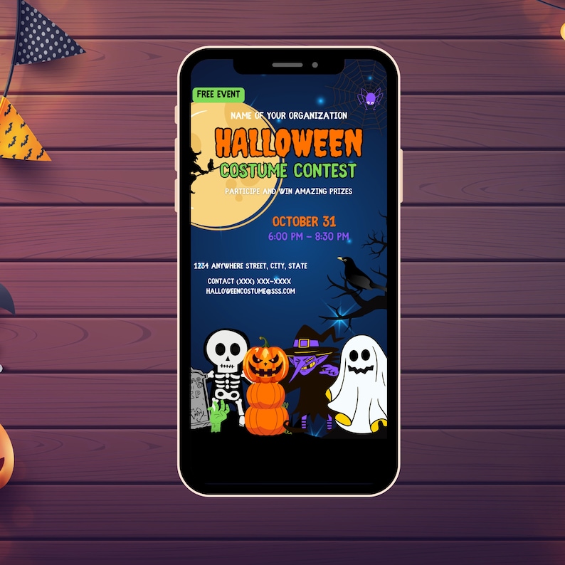 Halloween Costume Contest Flyer, Party Invitation, School Pto Pta, Kids ...