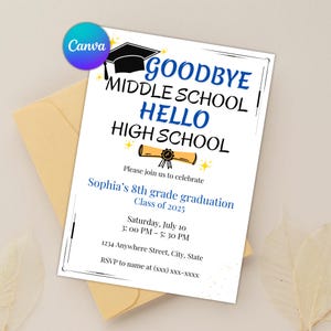 Goodbye Middle School Invitation, 8th Grade Graduation, High School ...