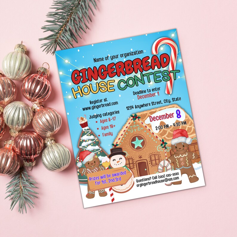 Gingerbread House Contest Flyer Cooking Decorating Christmas Cookie ...