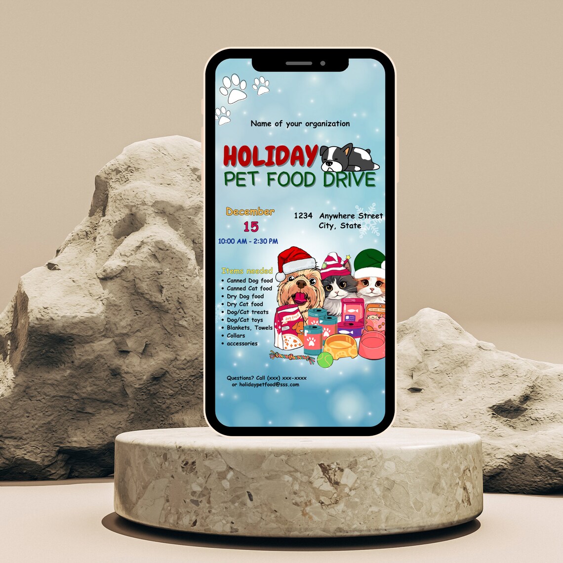 Holiday Pet Food Drive Flyer Animal Shelter Christmas Food Pet Flyer ...