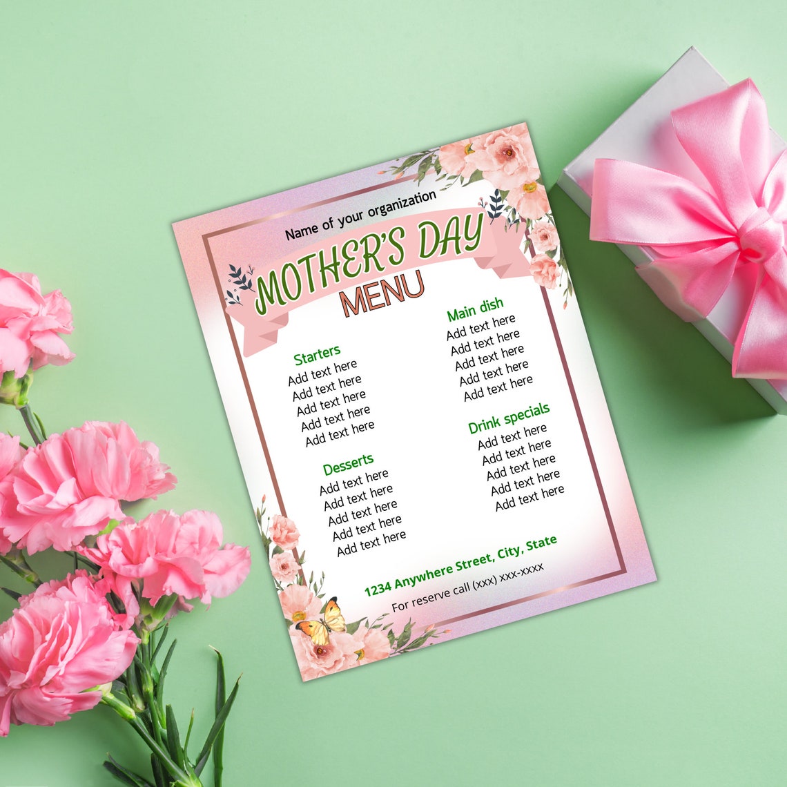 Mother's Day Menu Flyer Event Planning Mothers Celebration Menu ...