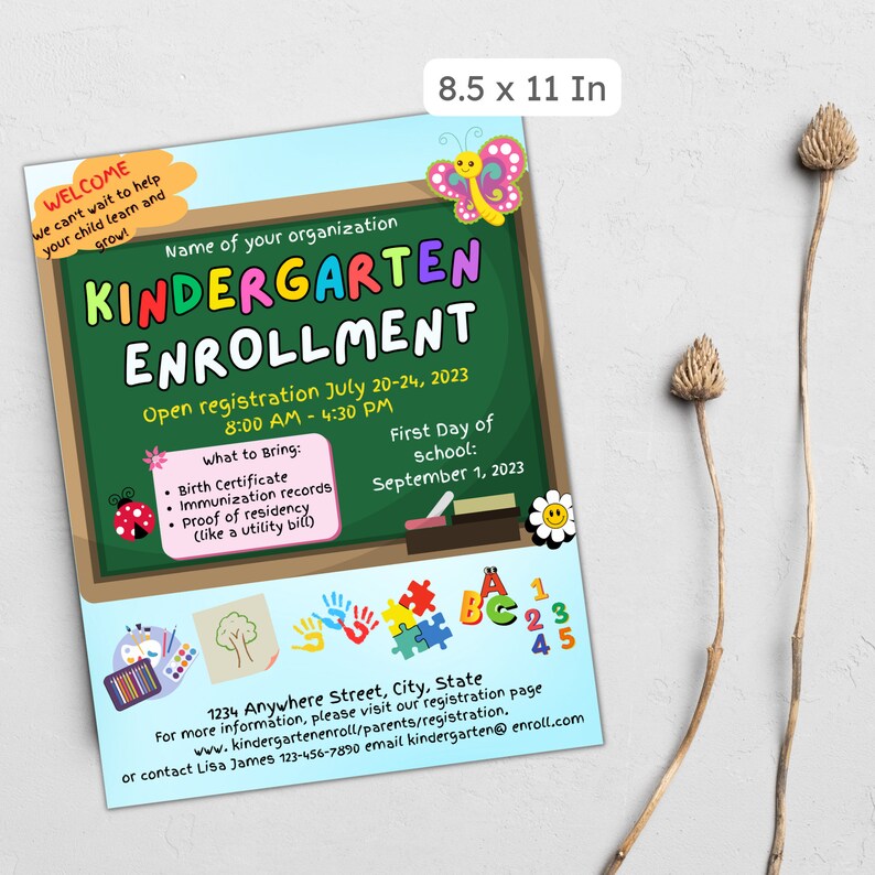 Kindergarten Enrollment Flyer Open Enrollment Pta Pto Flyer ...